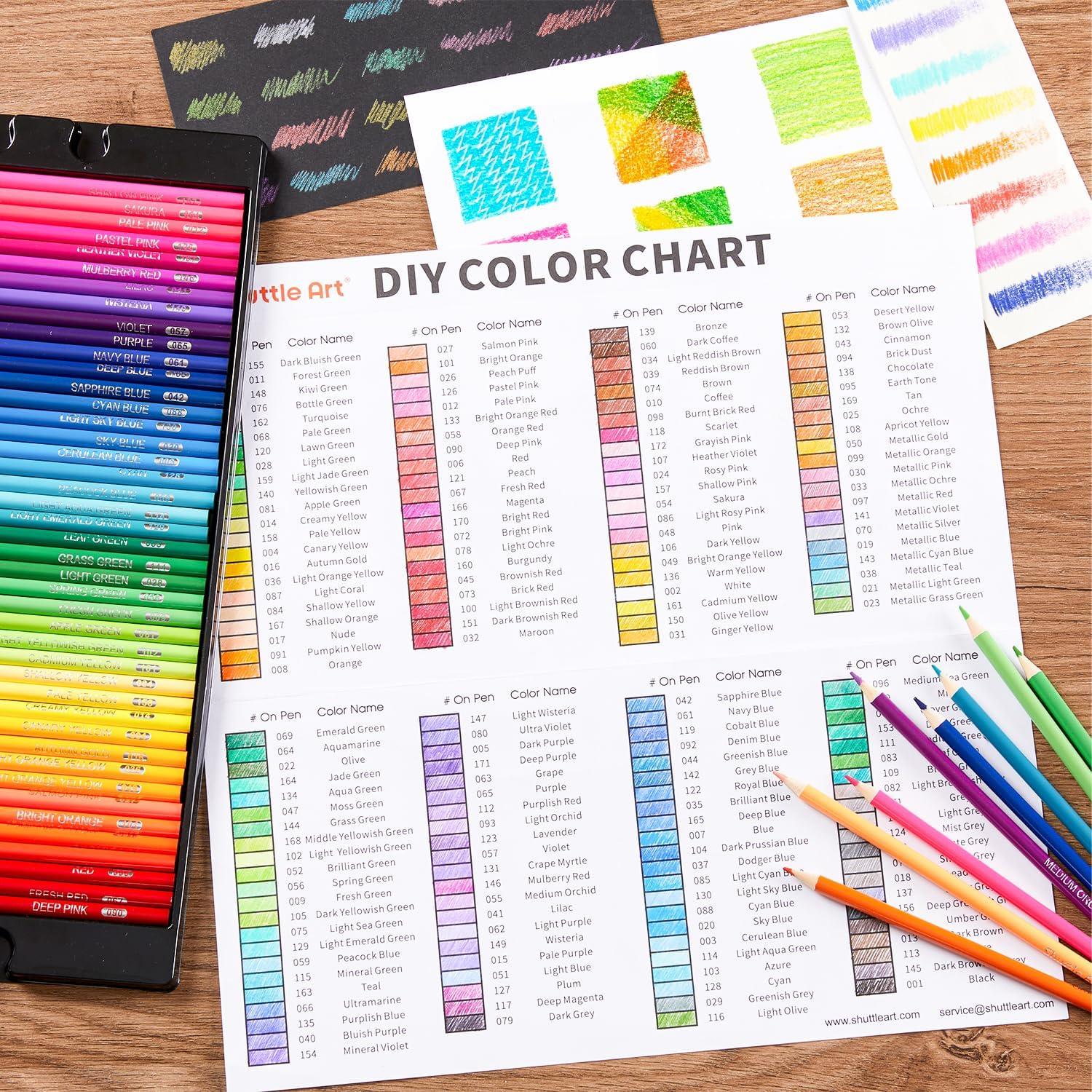 Shuttle Art 172 Colored Pencils, Soft Core Color Pencil Set for Adult ...