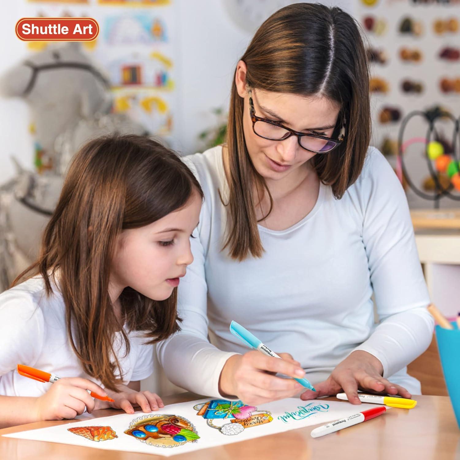 Shuttle Art 30 Colors Permanent Markers, Fine Point, Assorted Colors ...