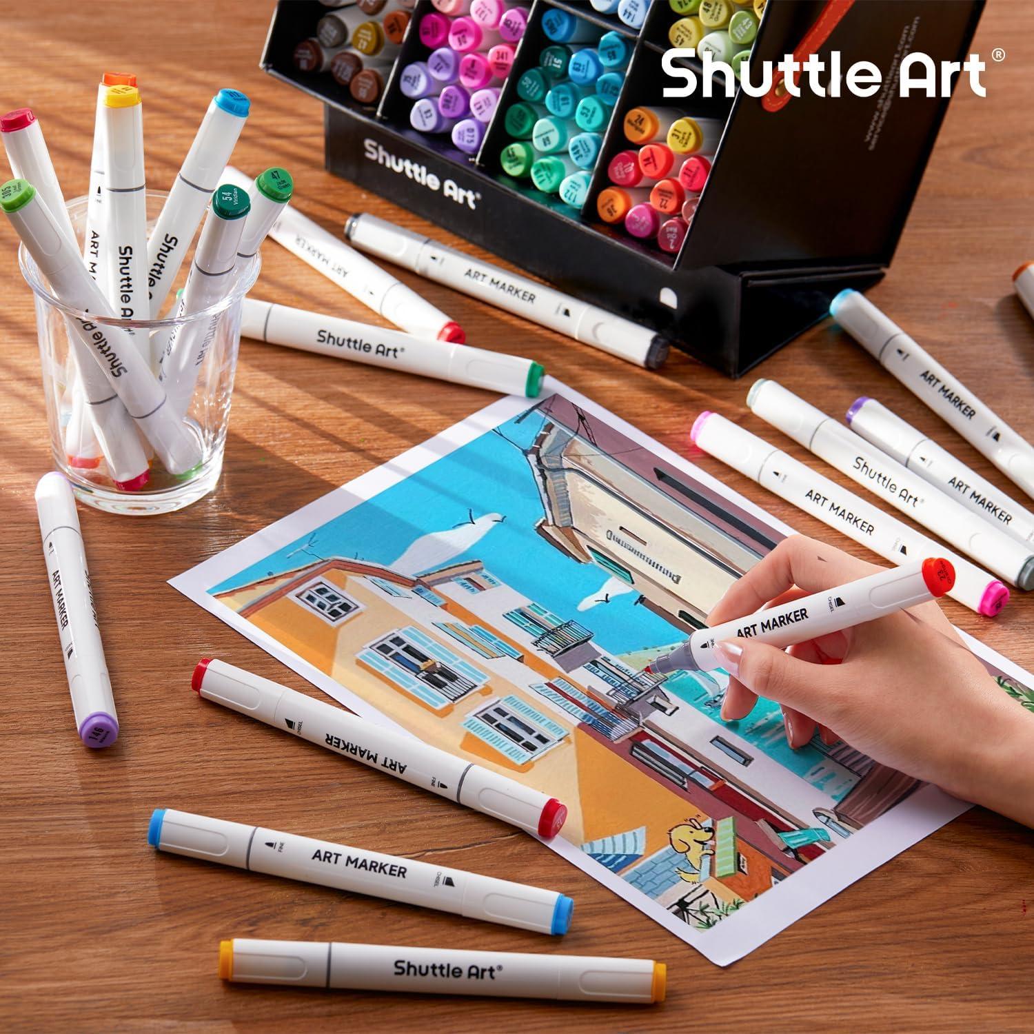 Shuttle Art 121 Colors Alcohol Markers, 120 Colors Dual Tip Art Marker ...