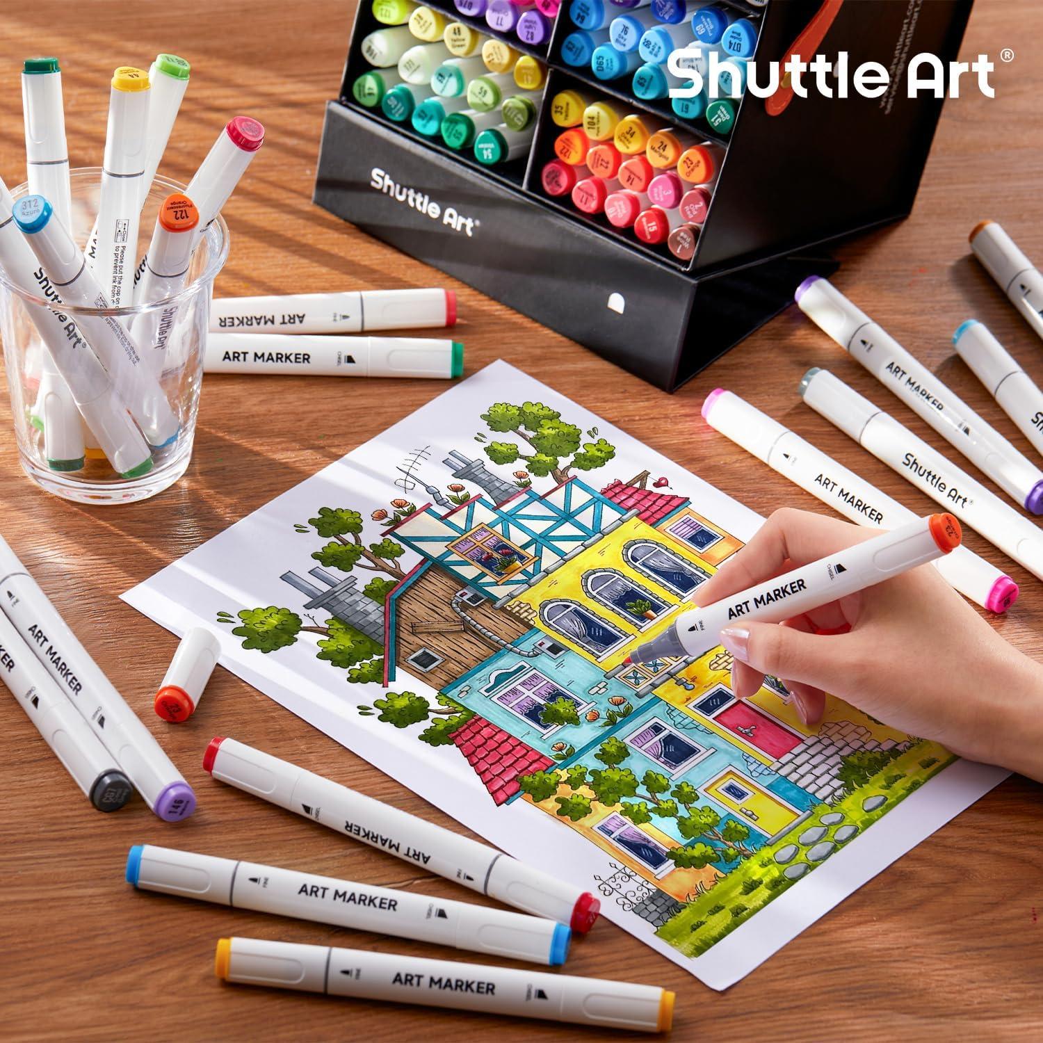 Shuttle Art 121 Colors Alcohol Markers, 120 Colors Dual Tip Art Marker ...