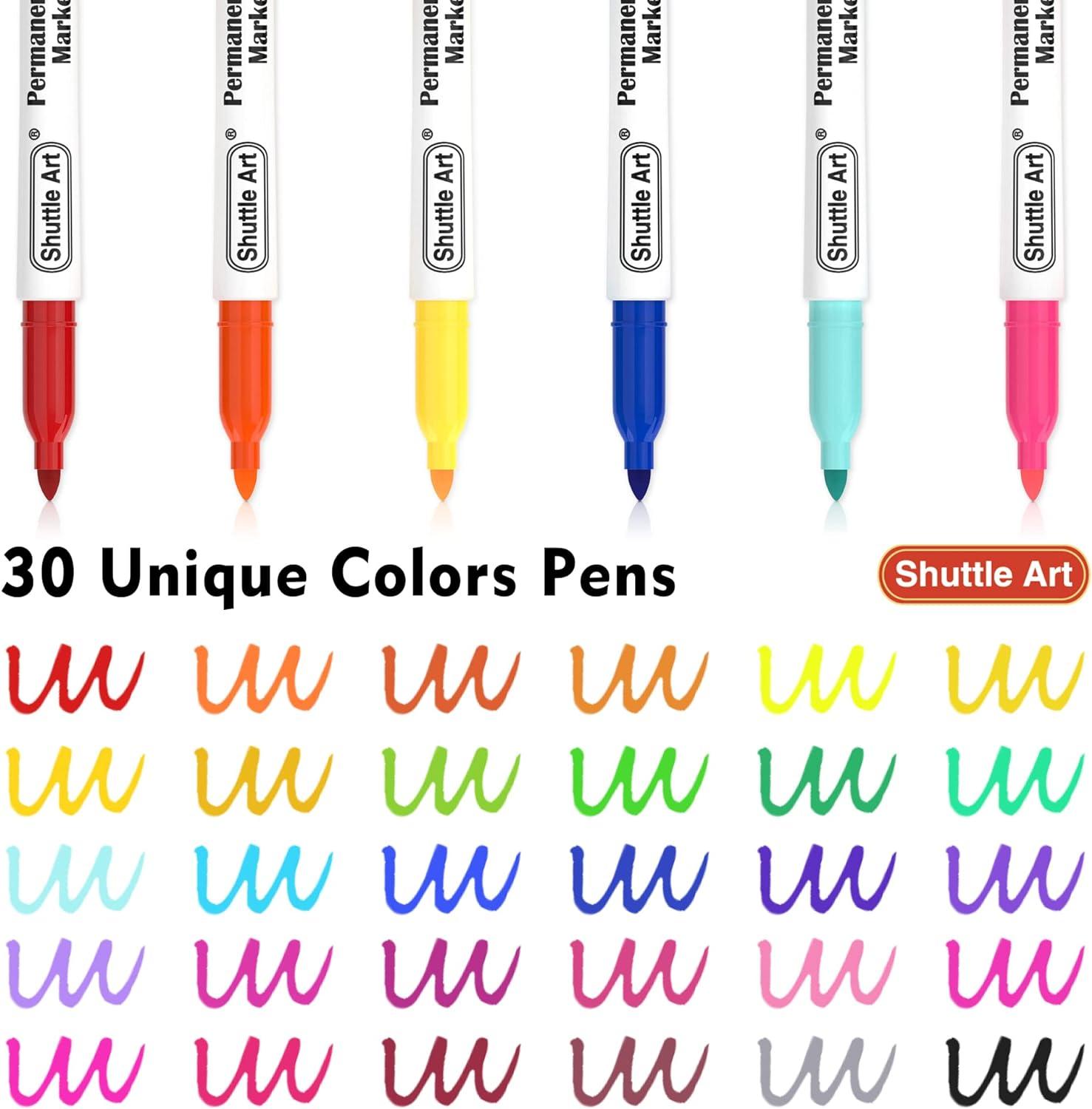 Shuttle Art 60 Colors Permanent Markers, Fine Point, Assorted Colors ...