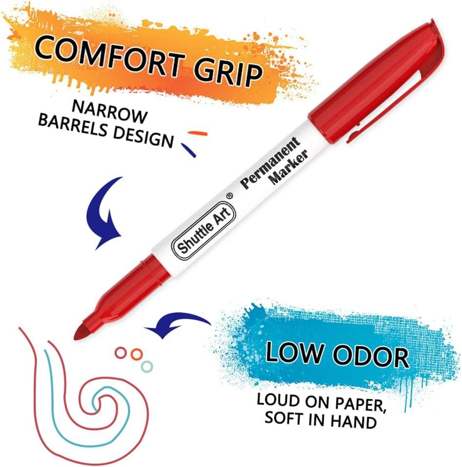 Shuttle Art 60 Colors Permanent Markers, Fine Point, Assorted Colors ...