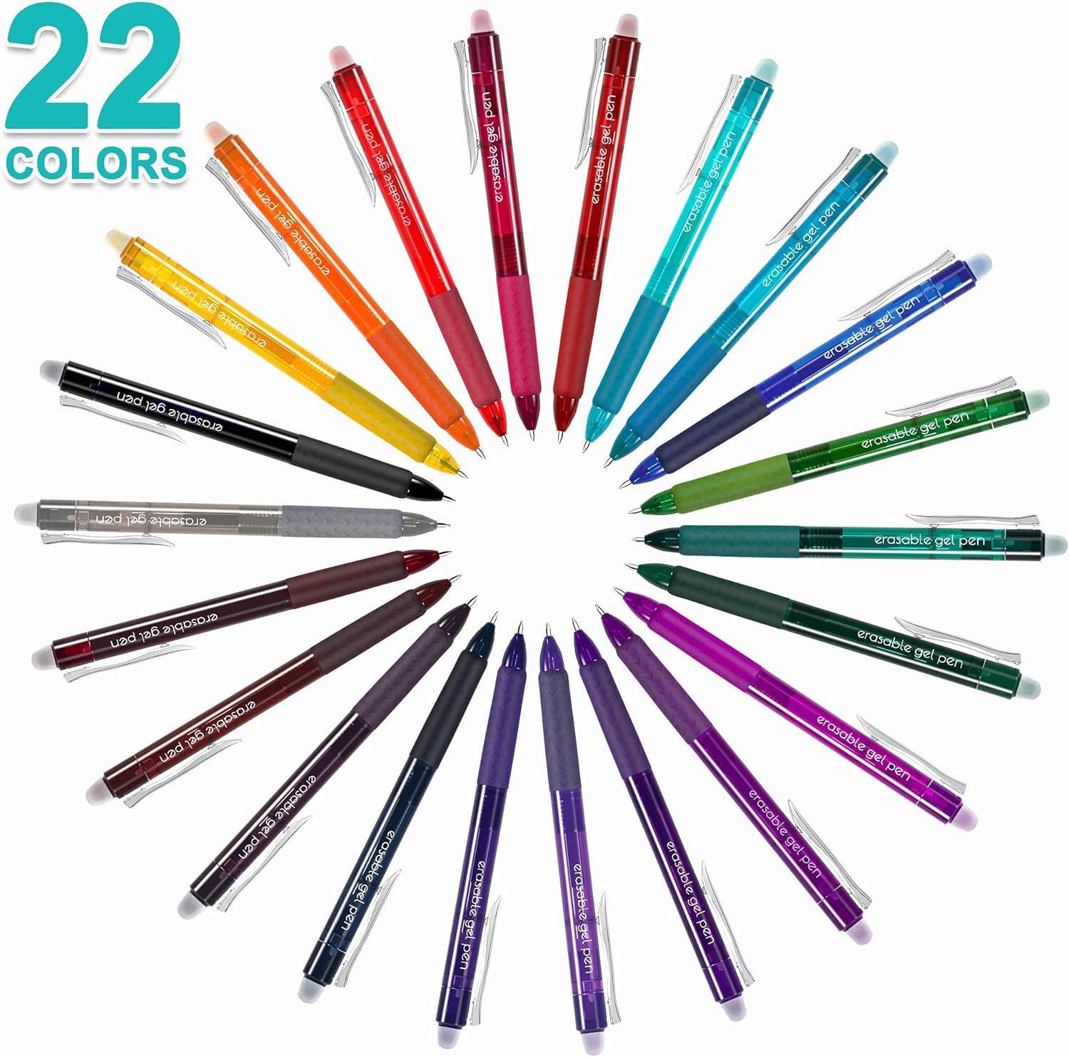 Erasable Gel Pens, 26 Colors Retractable Erasable Pens Clicker, Fine ...