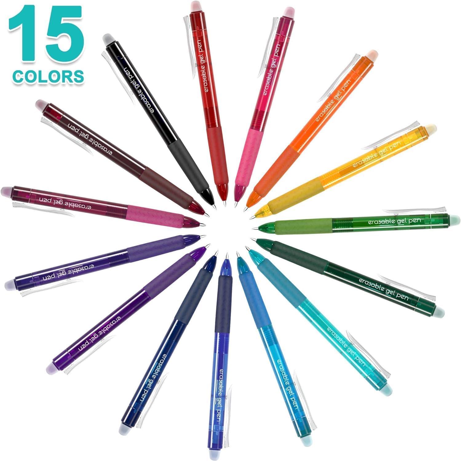Erasable Gel Pens, 26 Colors Retractable Erasable Pens Clicker, Fine ...