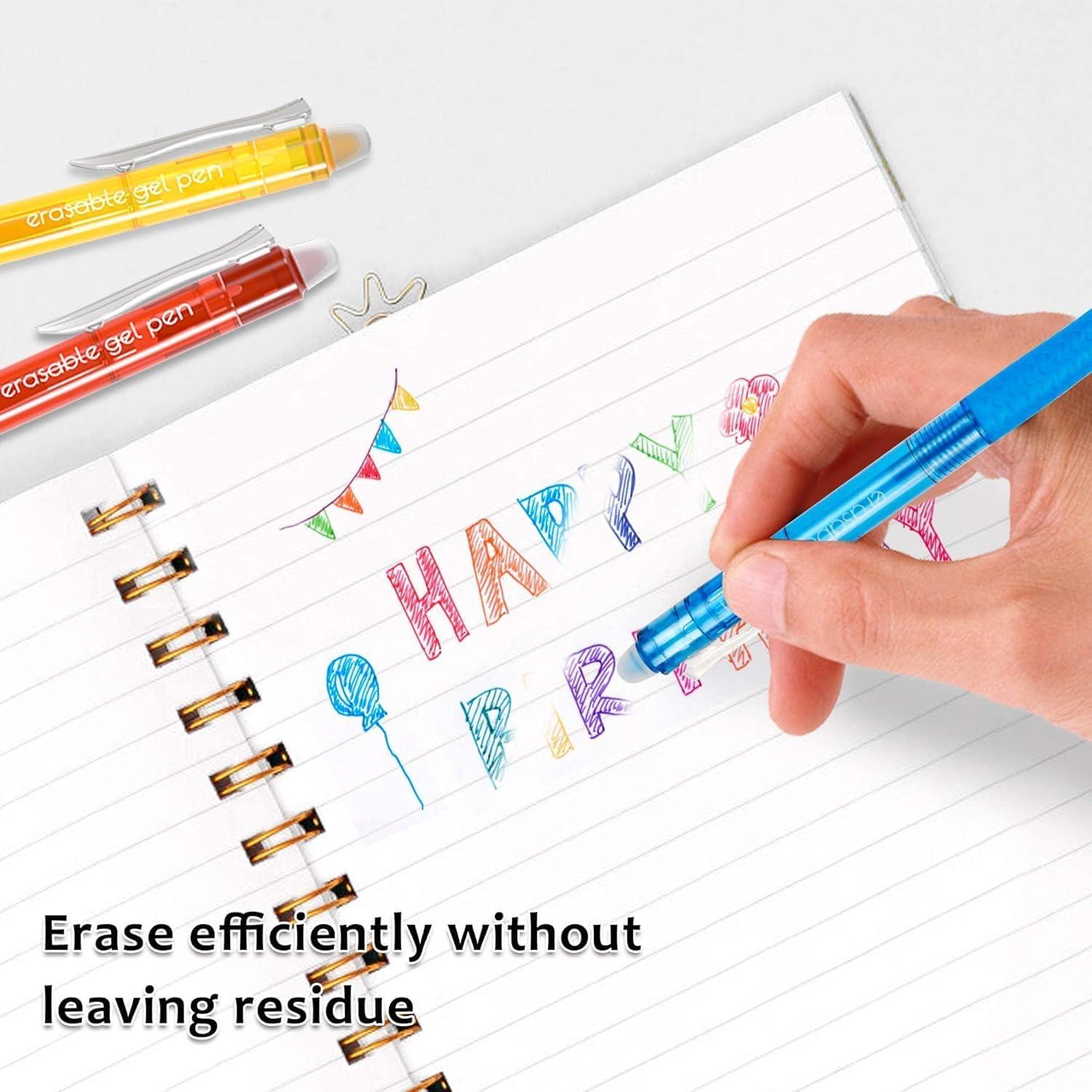 Erasable Gel Pens, 26 Colors Retractable Erasable Pens Clicker, Fine ...