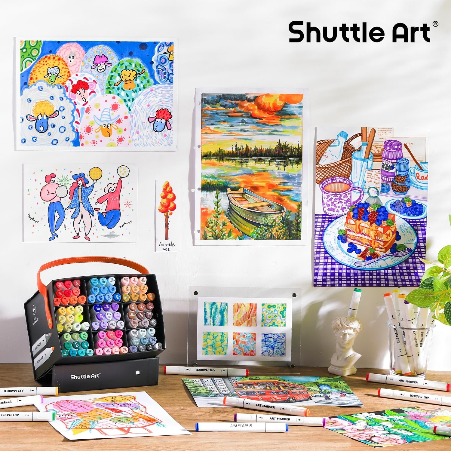 Shuttle Art Brush Tip Alcohol Markers, Dual Tip Brush & Fine Tip Art ...